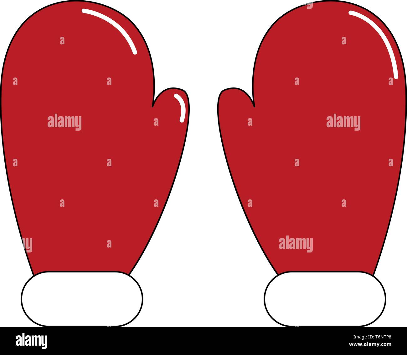 Pair of red mittens with an exclamation mark and the extended cuff in ...