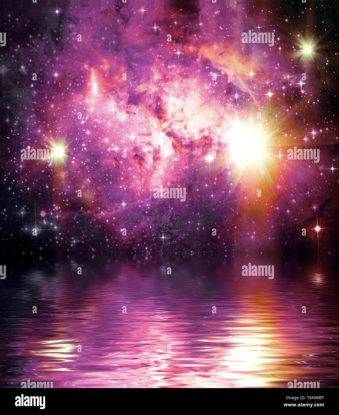Galaxy Space and wave of water Stock Photo - Alamy