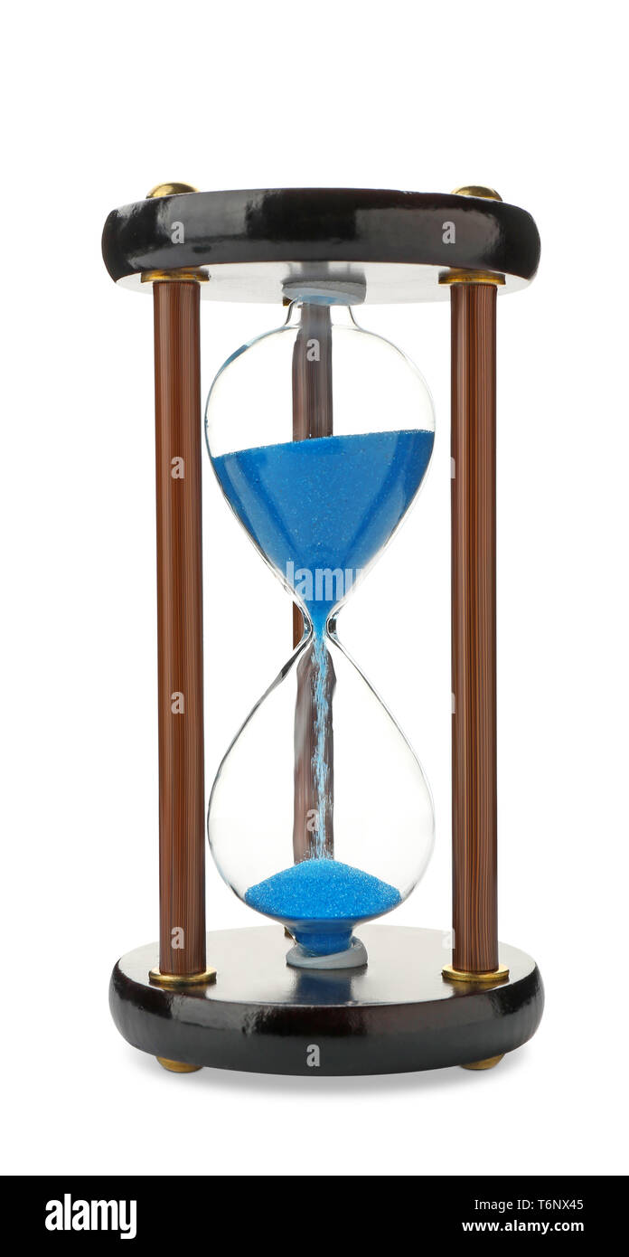 Hourglass on white background. Time management concept Stock Photo - Alamy