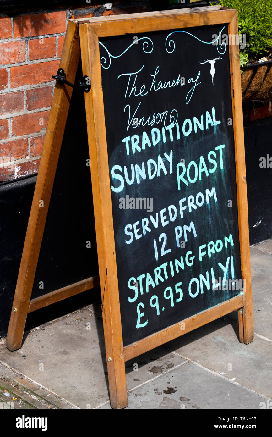 The Haunch of Venison restaurant advertising board, fresh local food ...