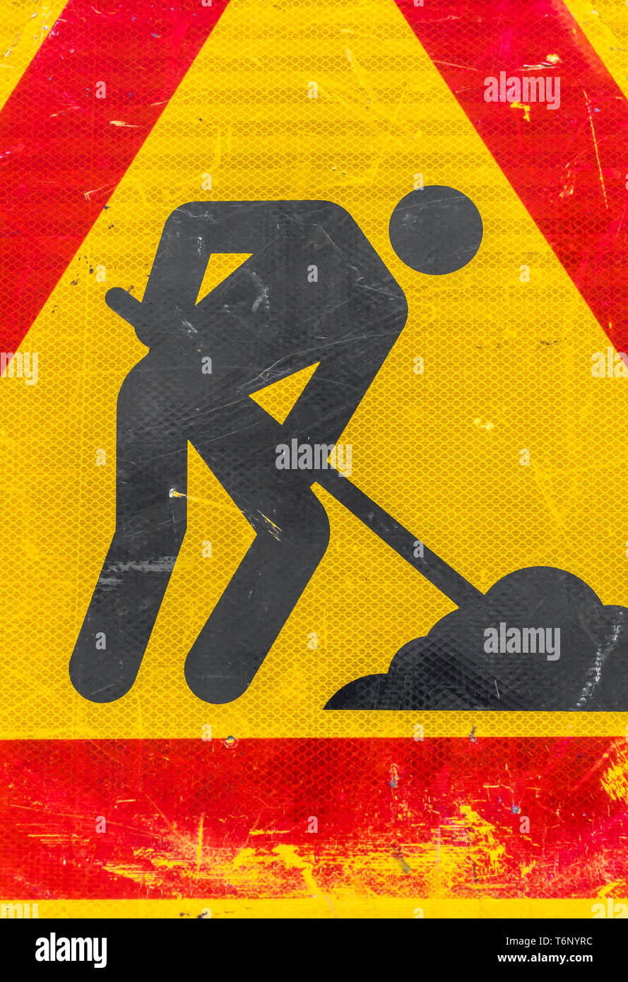 Workman road sign Stock Photo - Alamy