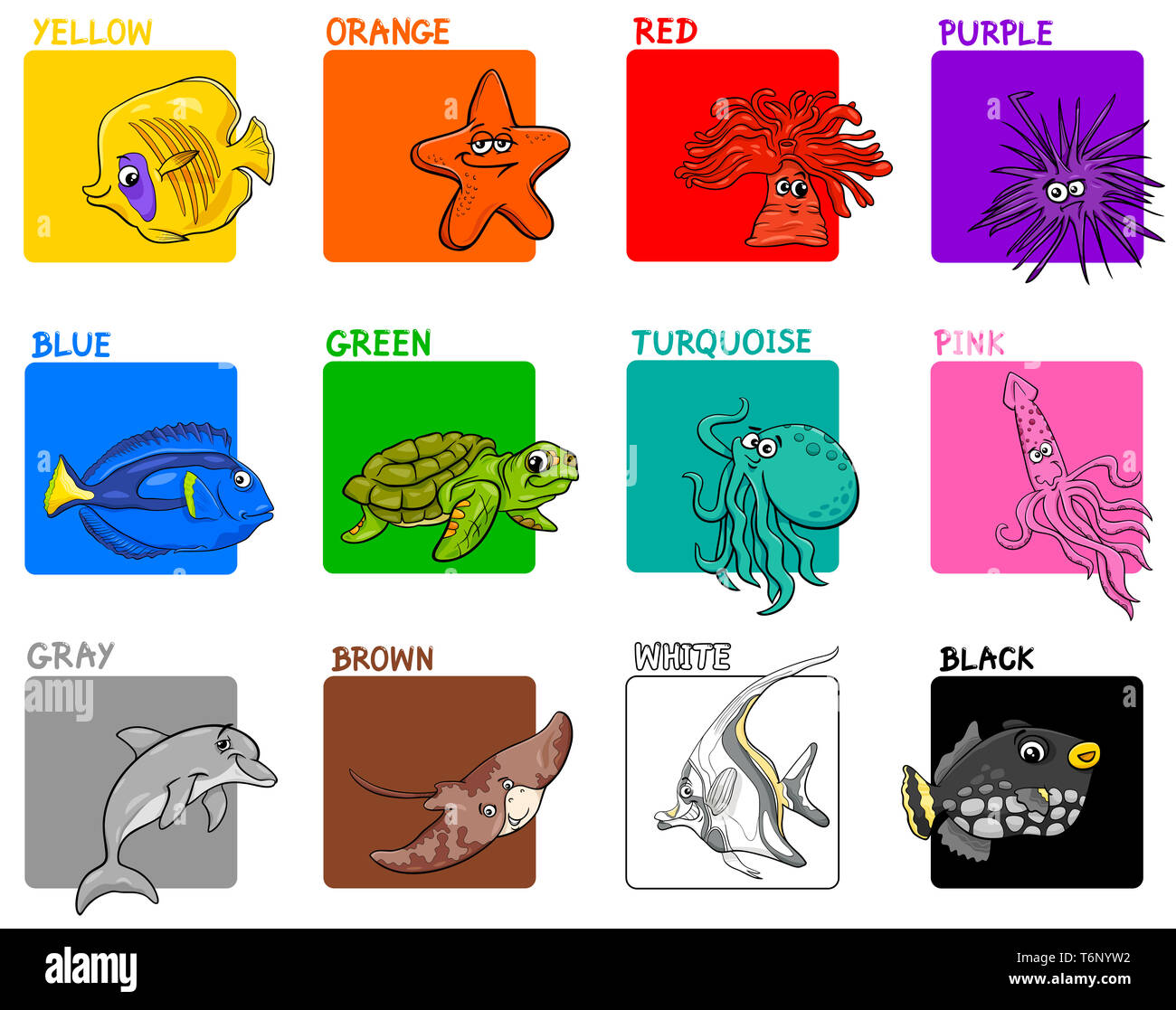 Cartoon illustration primary colors animals hi-res stock photography ...