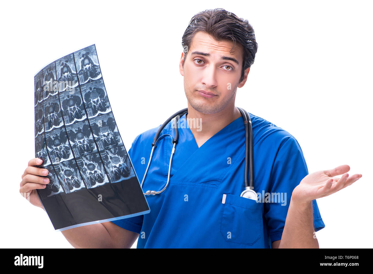 Radiologist doctor with x-ray image isolated on white Stock Photo - Alamy