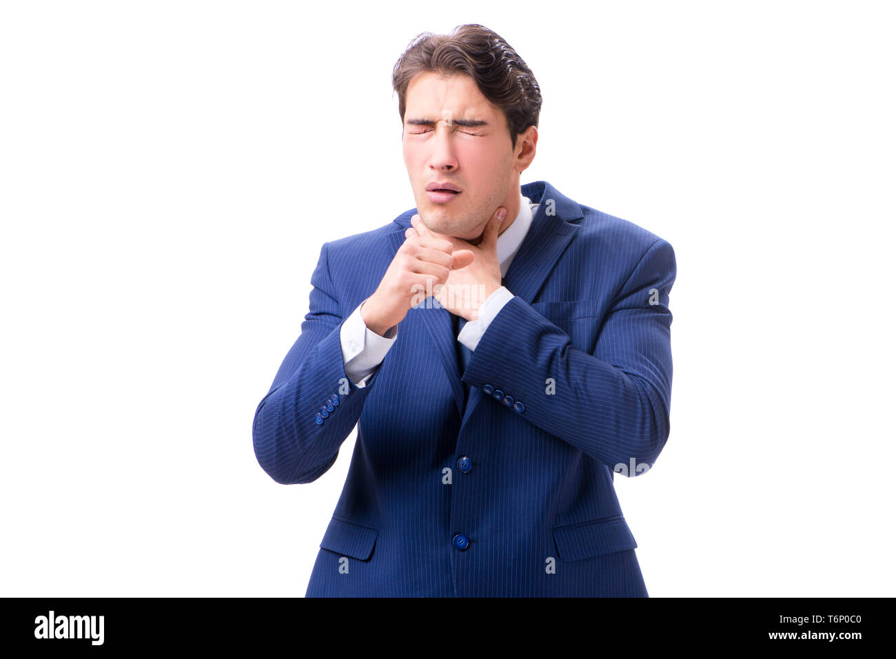 Sick and unhappy businessman isolated on white background Stock Photo ...