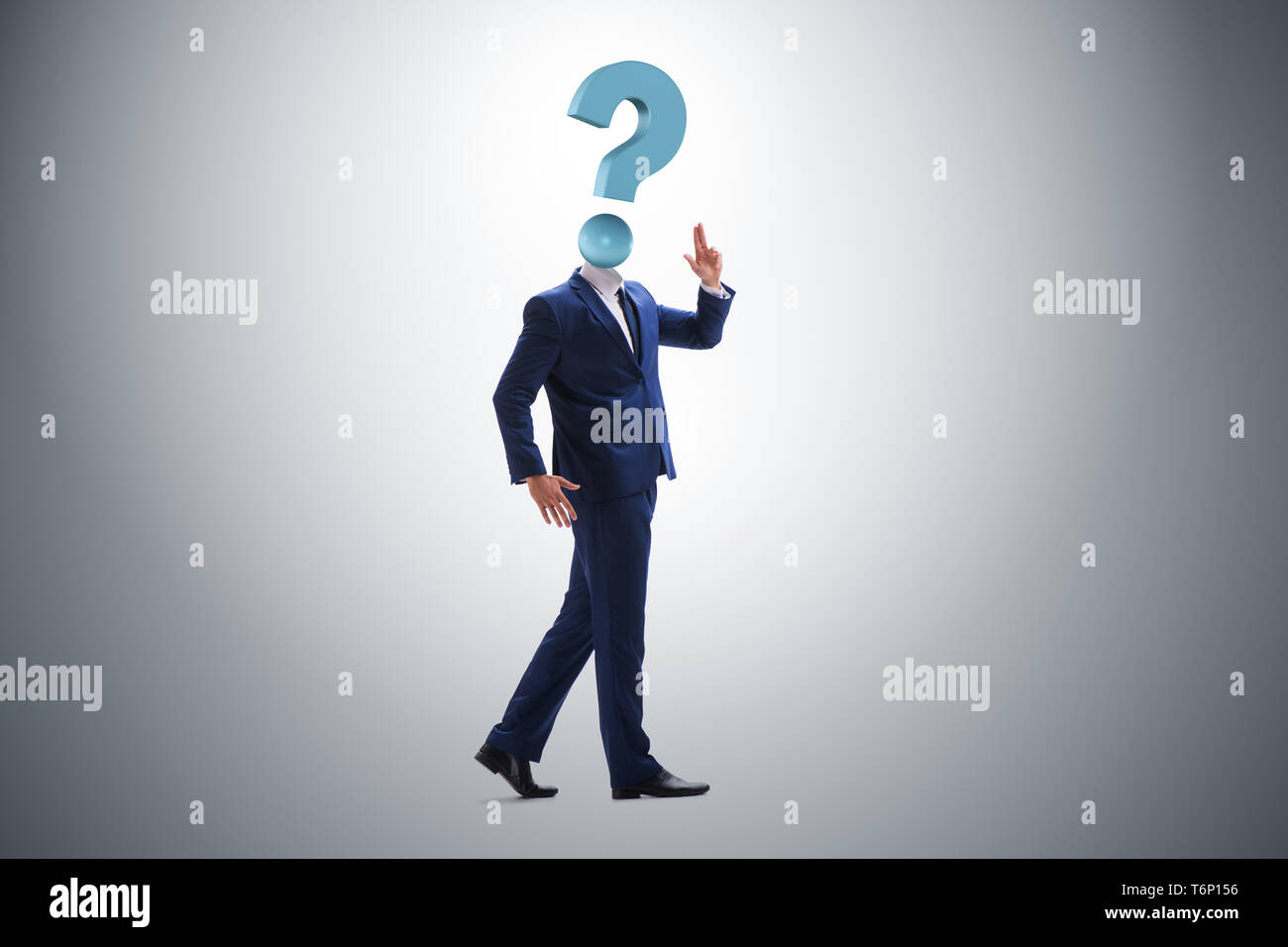 Businessman with question mark instead of his head Stock Photo - Alamy