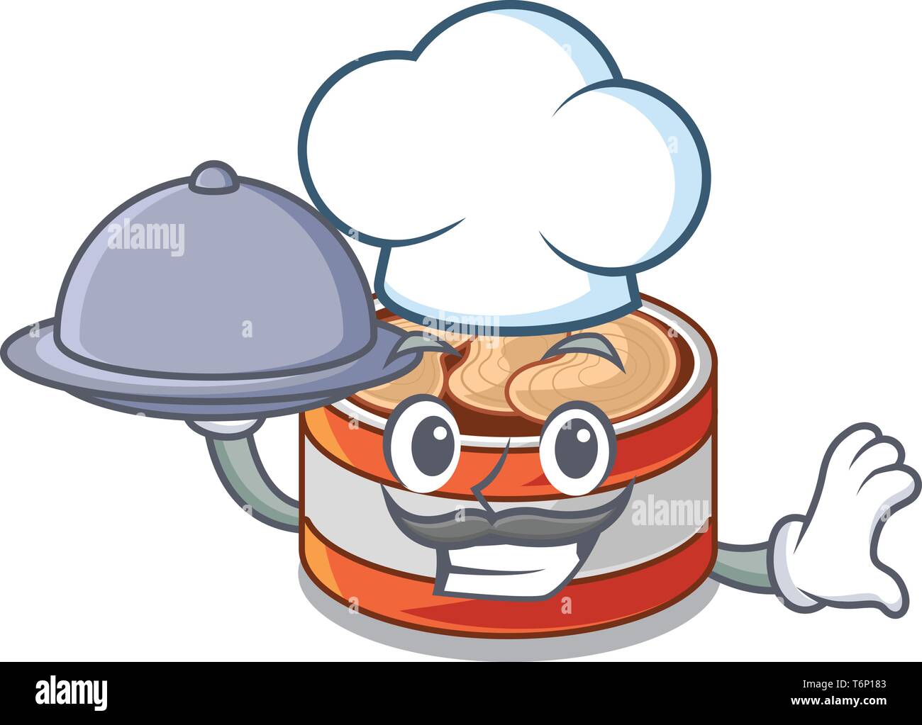 Chef with food canned tuna in the cartoon shape Stock Vector Image ...