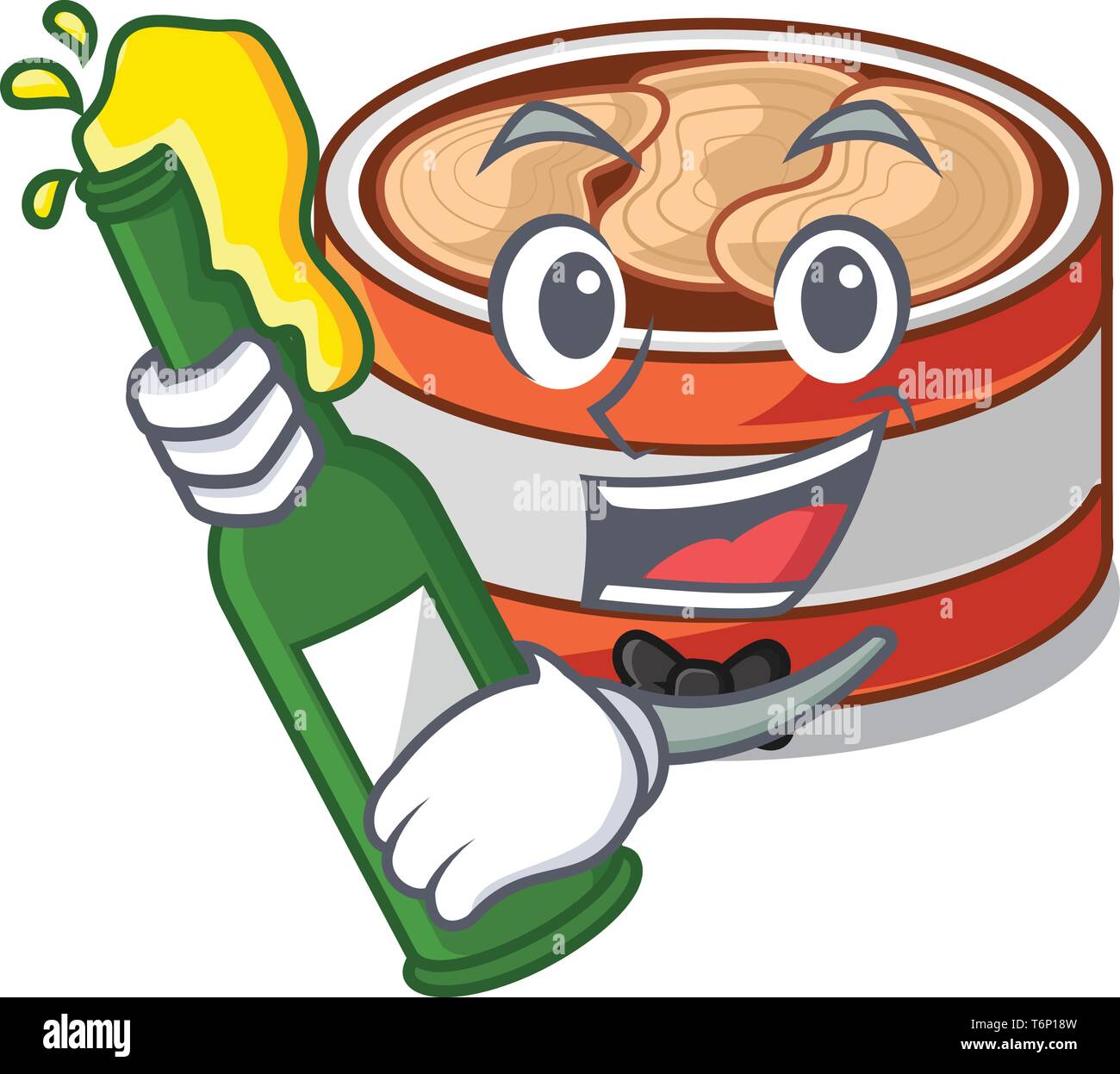 With beer canned tuna in cartoon kitchen cabinet Stock Vector Image ...