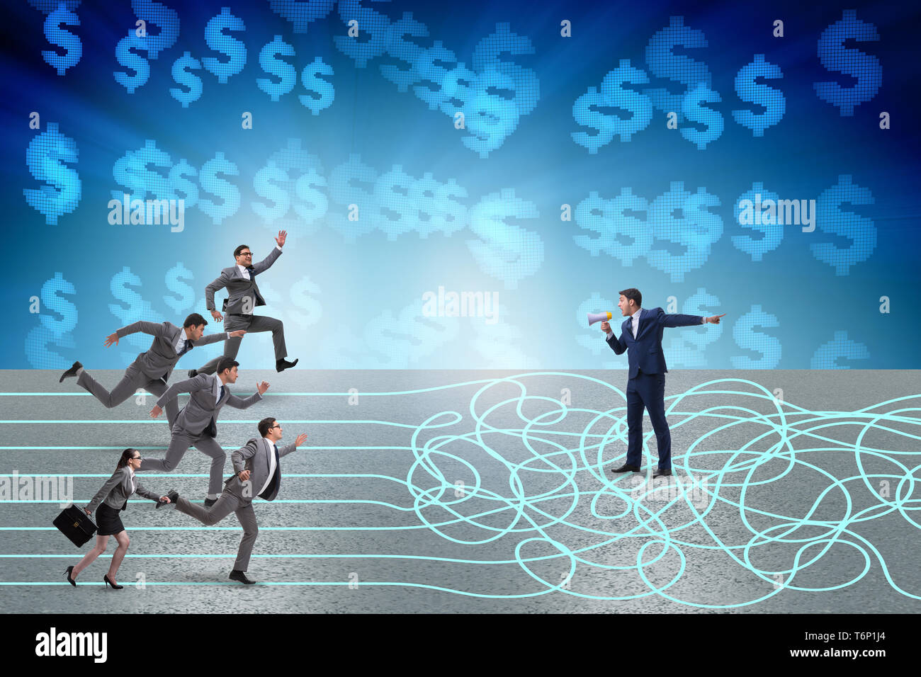 Business people in uncertainty concept Stock Photo - Alamy