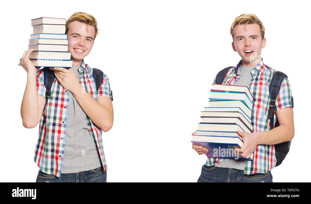Young student isolated on white background Stock Photo - Alamy