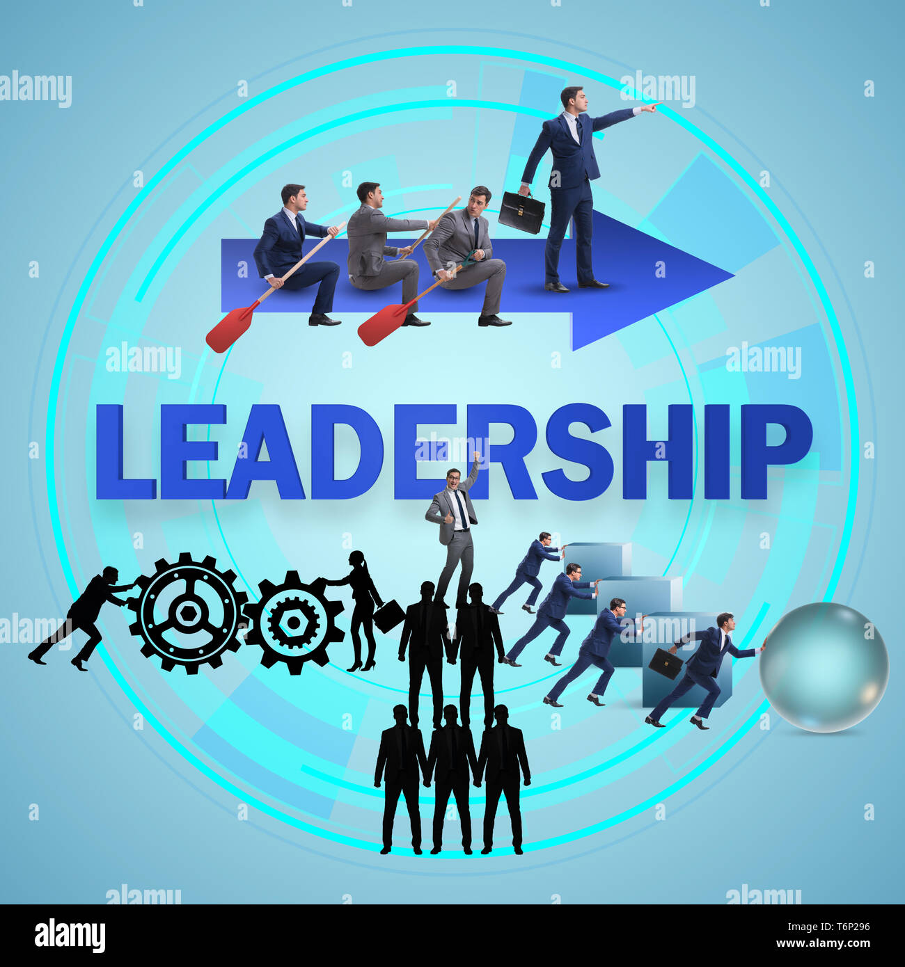 Concept of leadership with many business situations Stock Photo - Alamy
