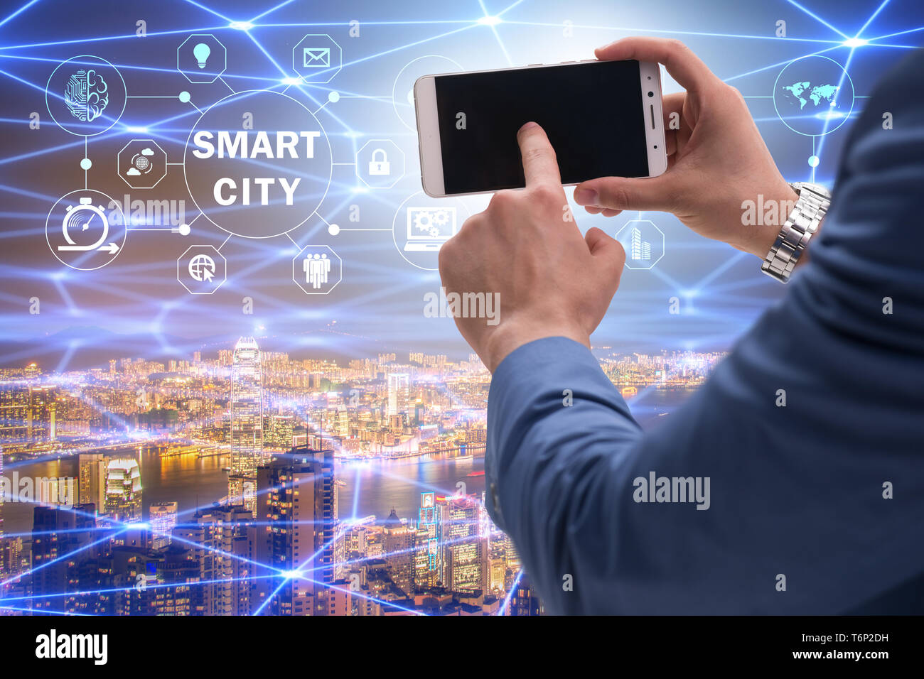 Smart city in innovation concept Stock Photo - Alamy