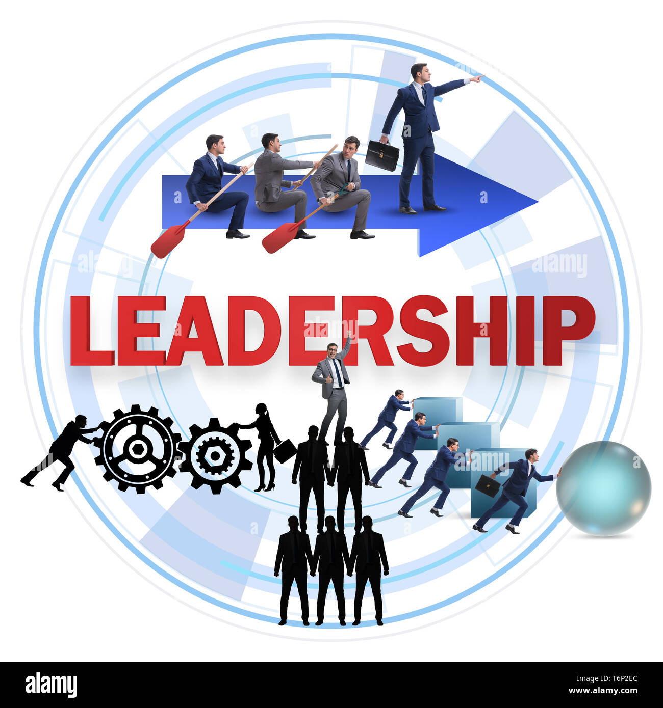 Concept of leadership with many business situations Stock Photo - Alamy