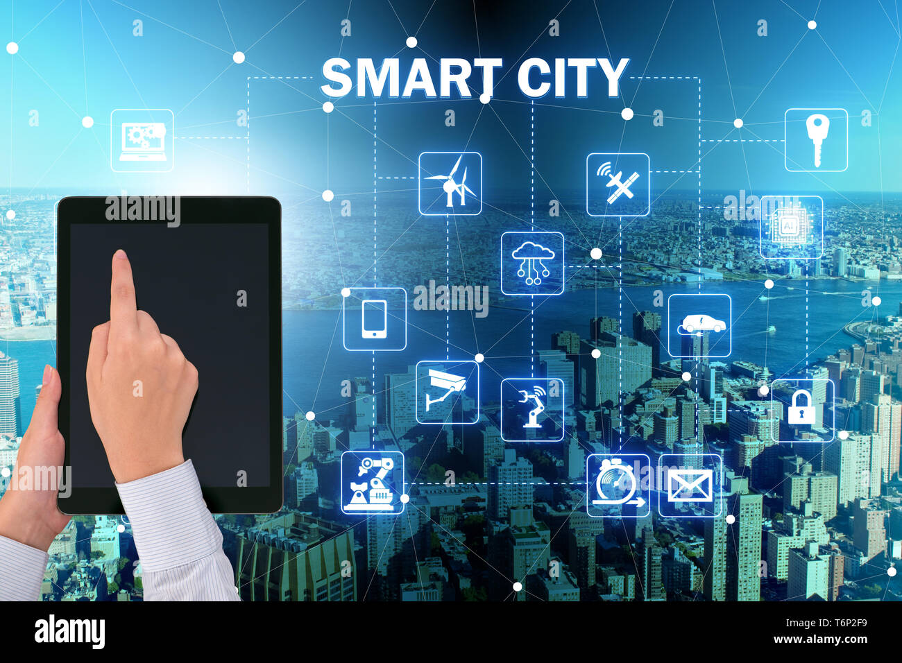 Smart city in innovation concept Stock Photo - Alamy