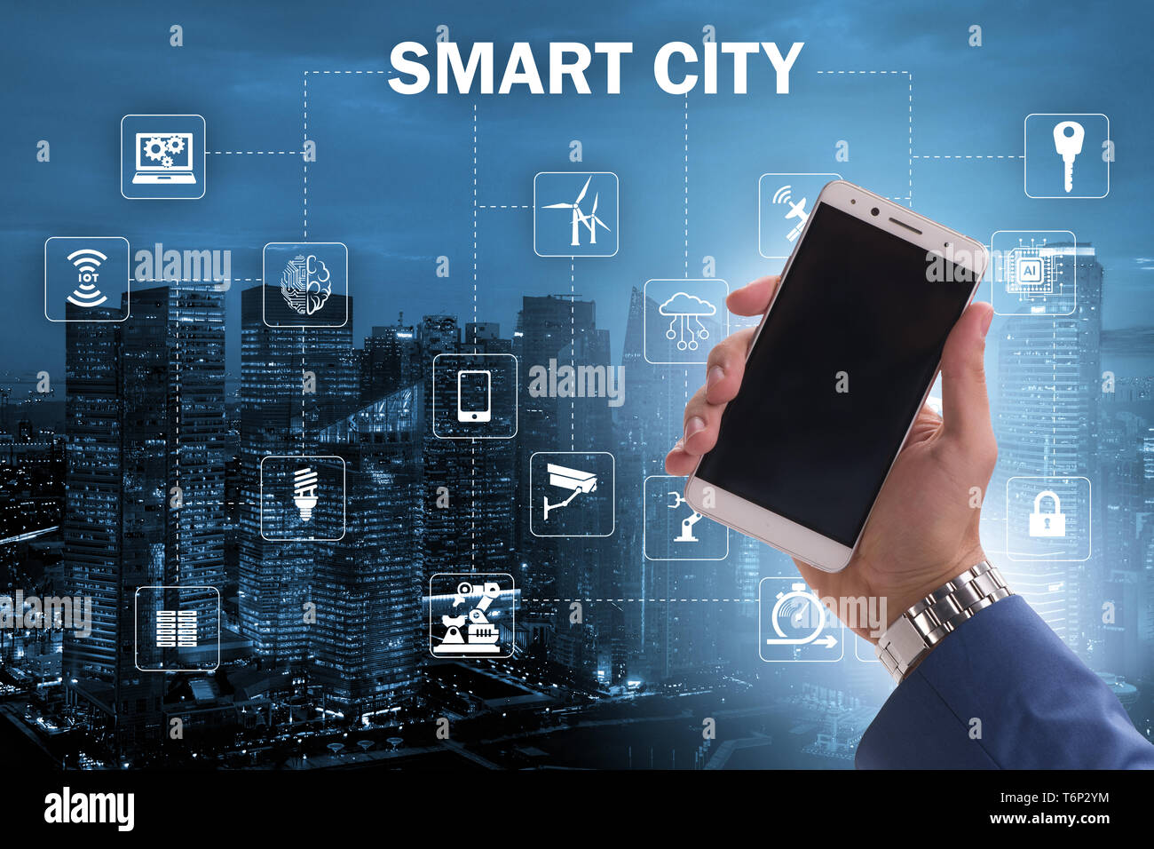Smart city in innovation concept Stock Photo - Alamy