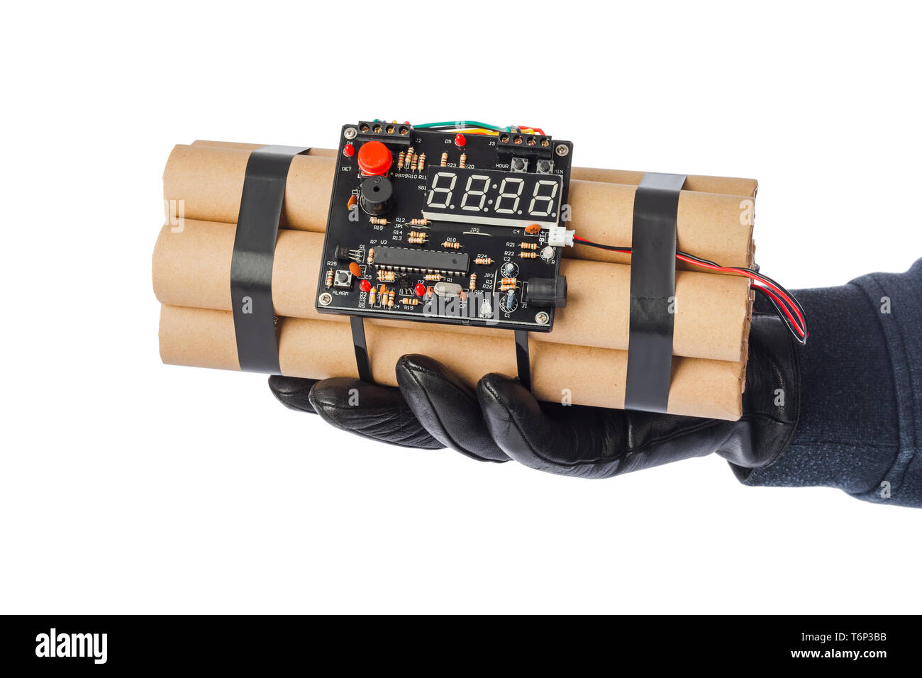 Hand with dynamite bomb Stock Photo - Alamy