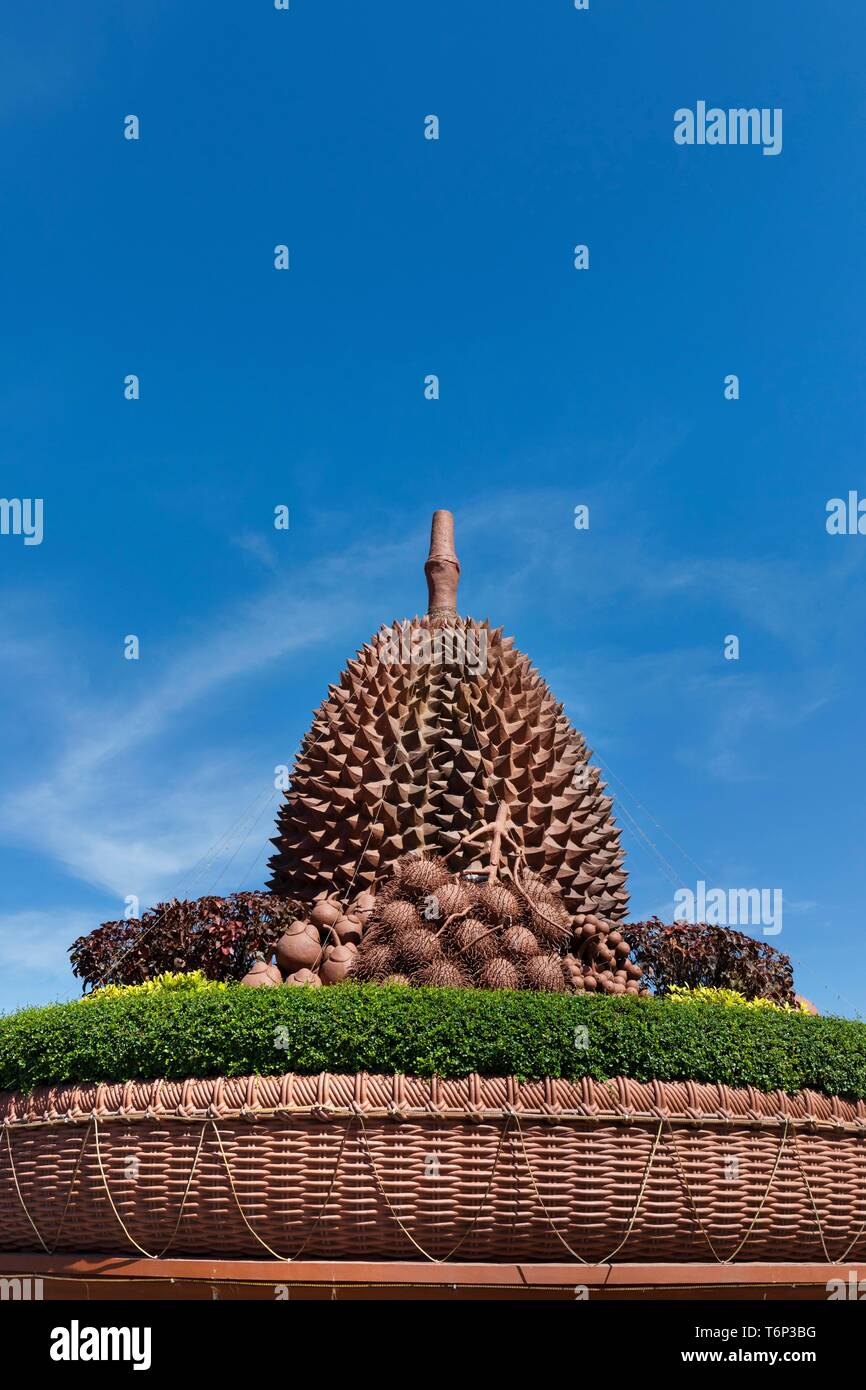 Durian monument, huge statue of a durian fruit, Kampot, Cambodia Stock ...