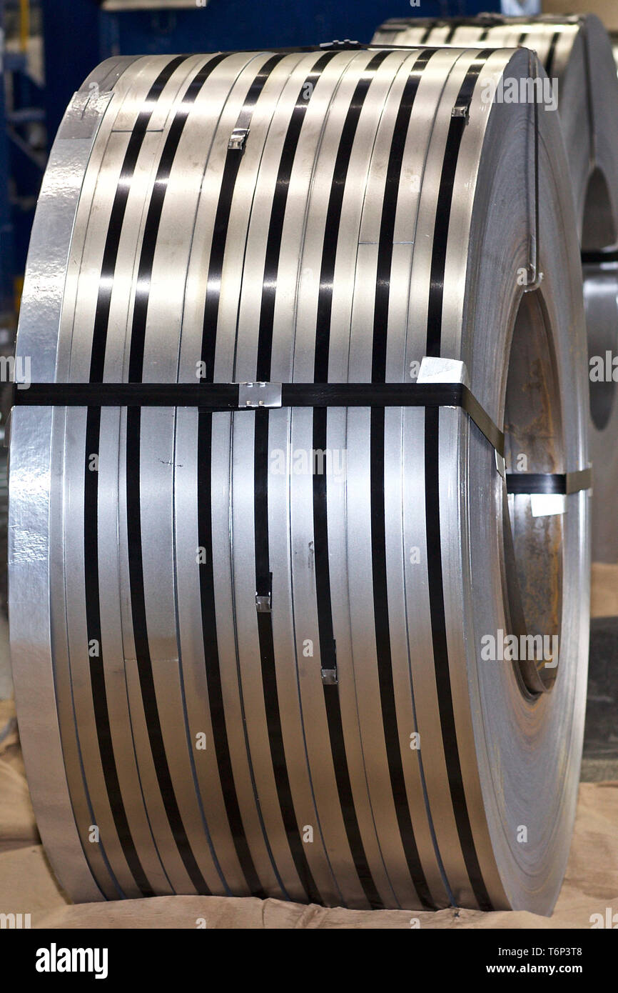 Rolls of cold-rolled galvanized steel in stock, Russia Stock Photo - Alamy