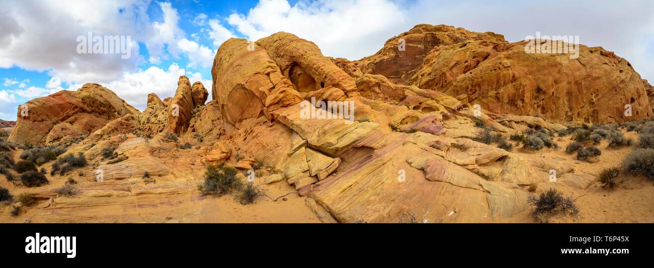 Rainbow Vista, red yellow sandstone rocks, Mojave desert, sandstone ...