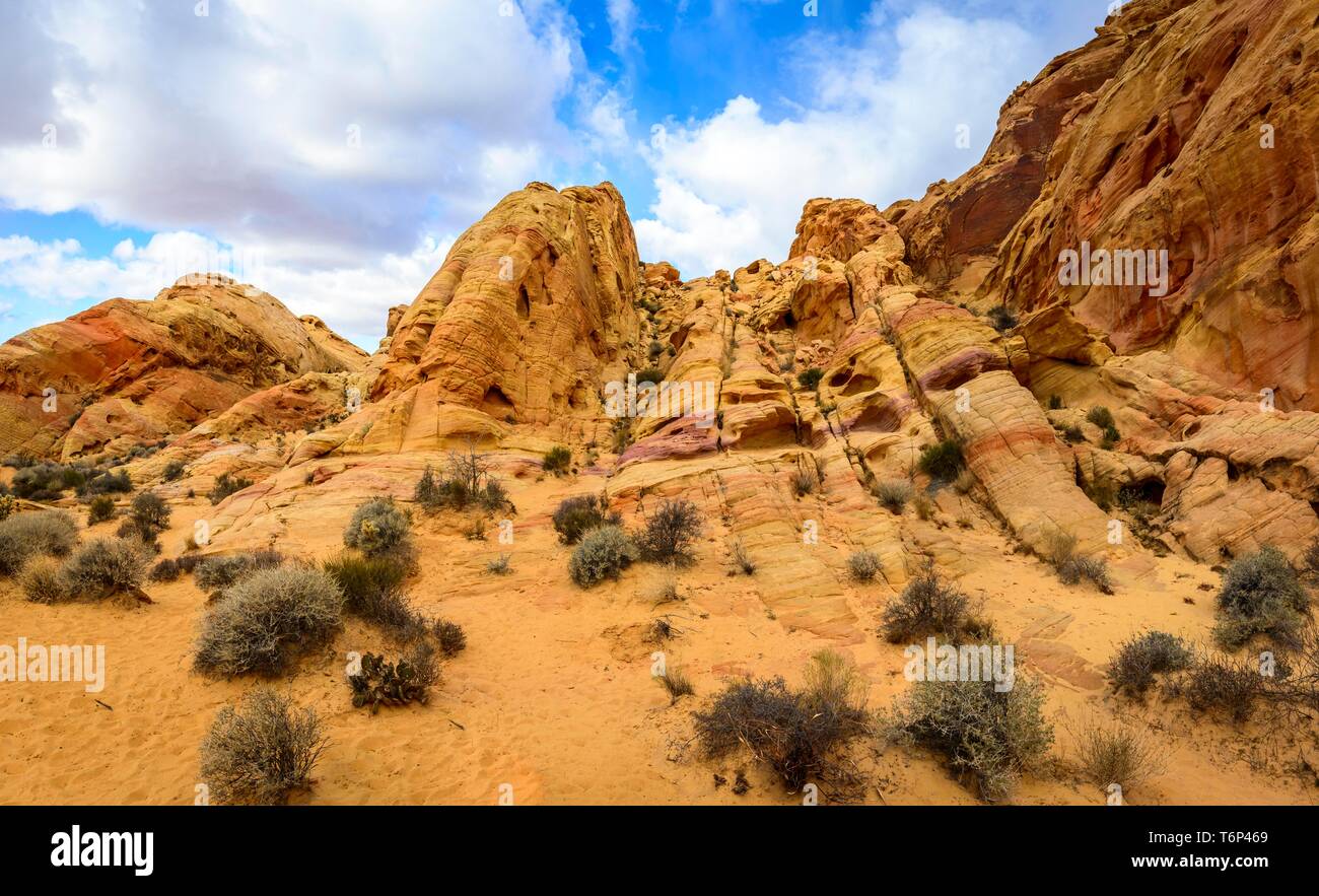 Rainbow Vista, red sandstone rocks, Mojave desert, sandstone formation ...