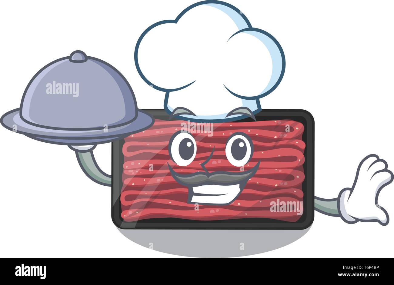 Chef with food minced meat in the cartoon fridge Stock Vector Image ...