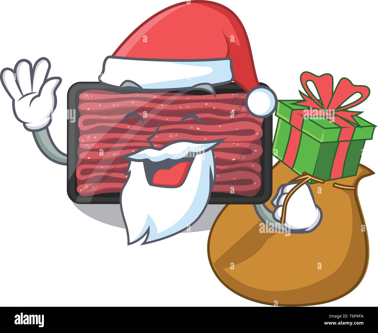 Santa with gift minced meat in the cartoon shape Stock Vector Image ...