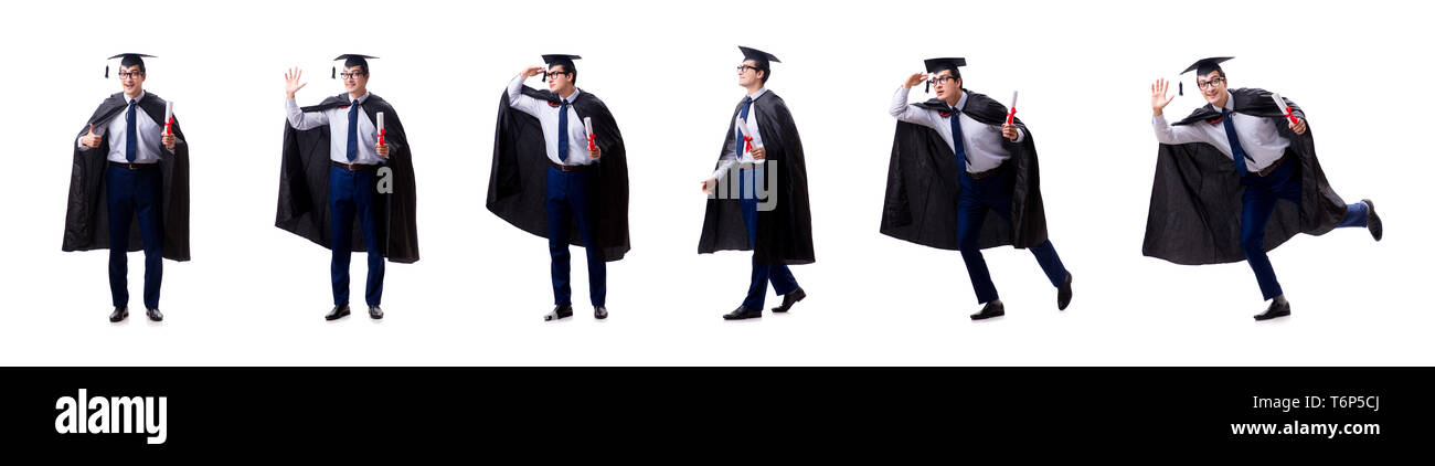 Student graduate isolated on white background Stock Photo - Alamy