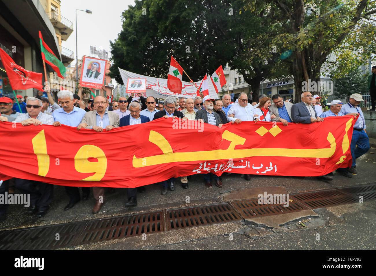 Beirut, Lebanon. 1st May, 2019. Supporters of the Lebanese Communist ...