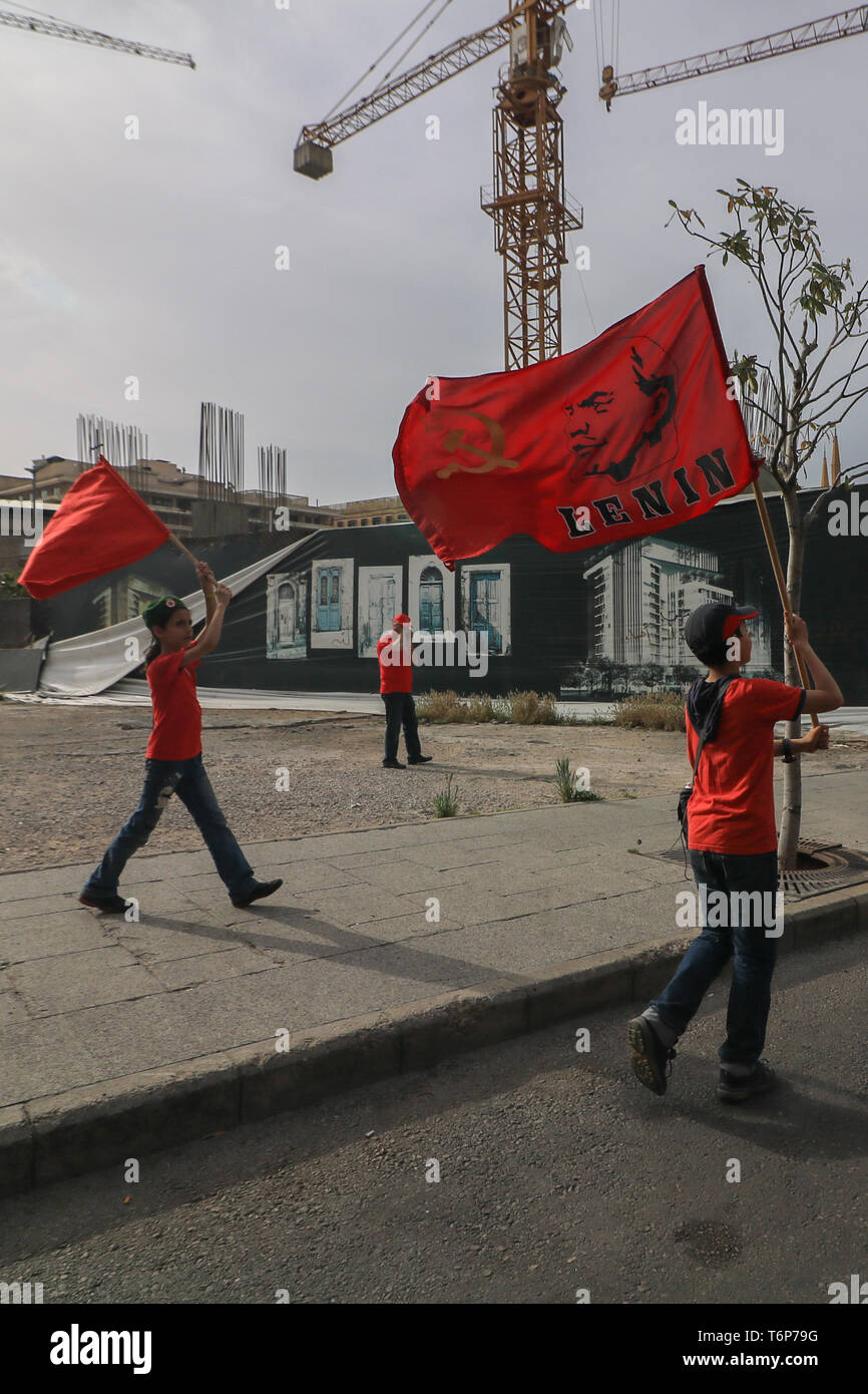 Flag with marx and lenin hi-res stock photography and images - Alamy