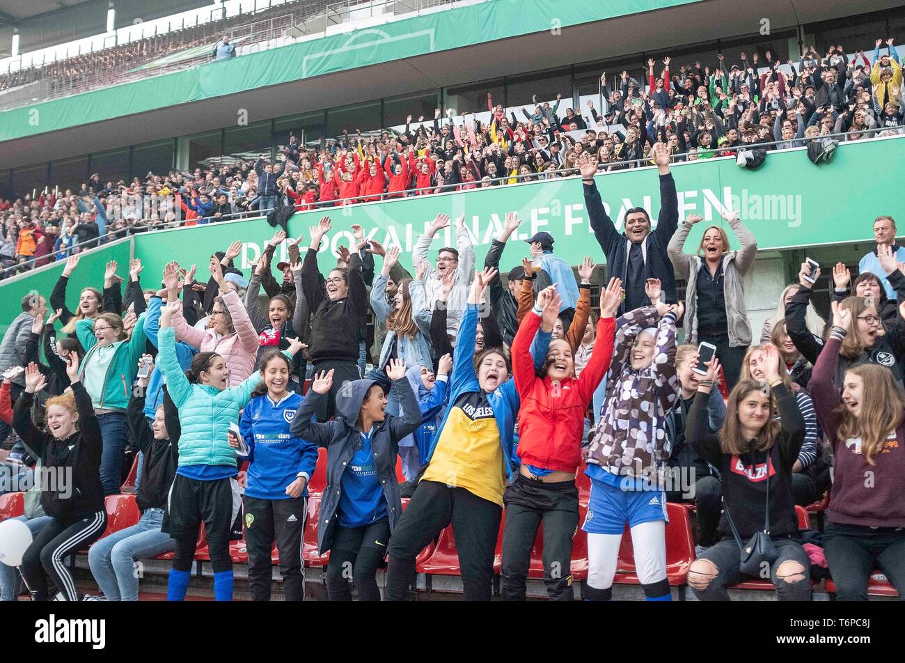 La Ola the fans in the stadium, the spectators make the wave, Football ...