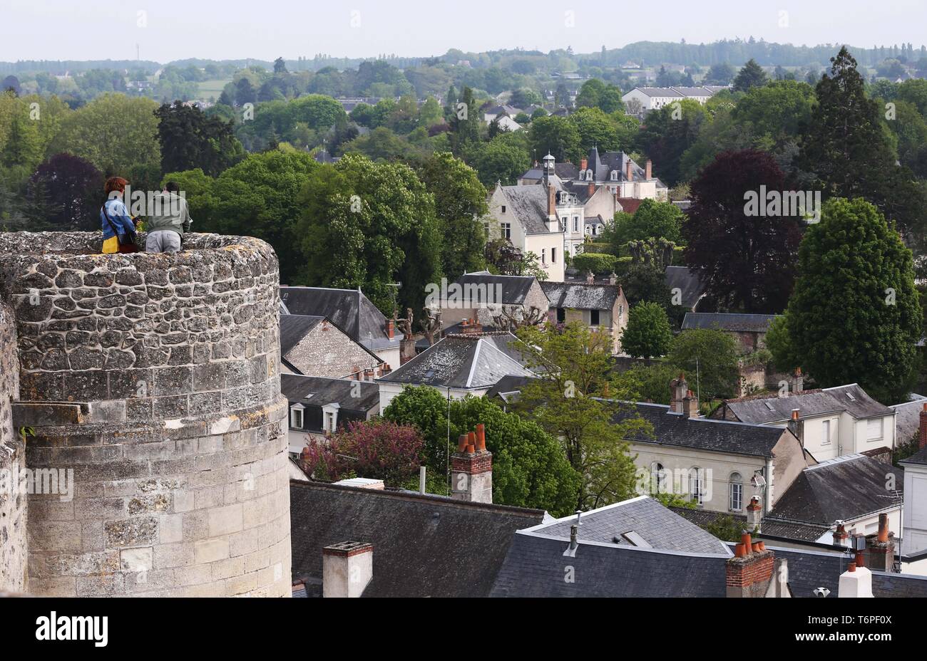 Paris, France. 1st May, 2019. Visitors look out from the Chateau d ...