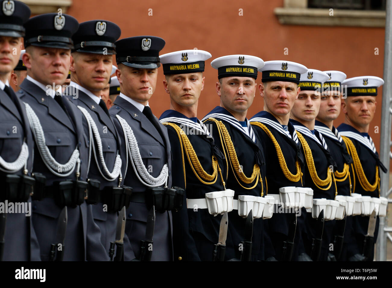 Warsaw, Mazowieckie voivodship, Poland. 2nd May, 2019. Guards of honour ...