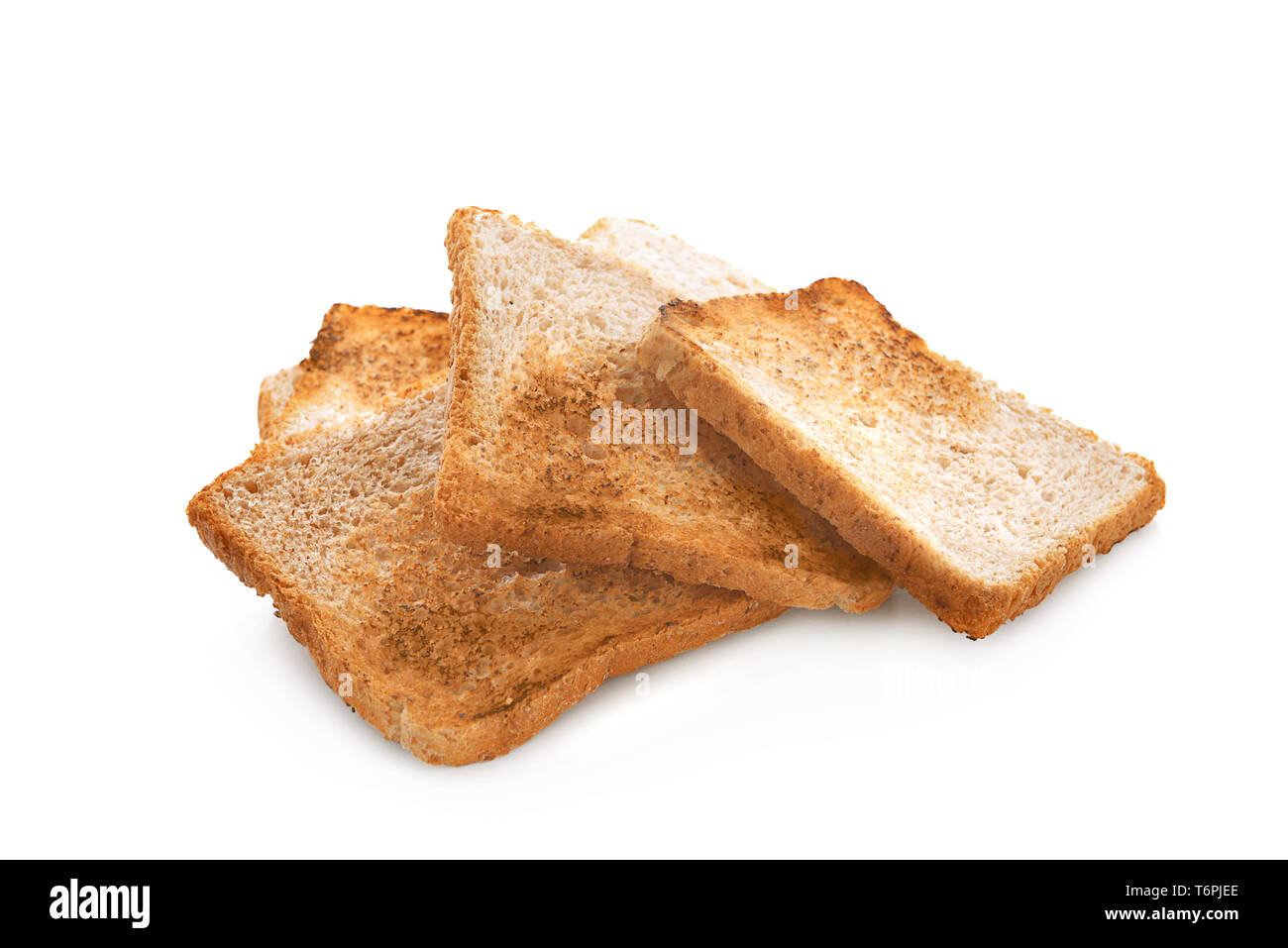Tasty toasted bread on white background Stock Photo - Alamy