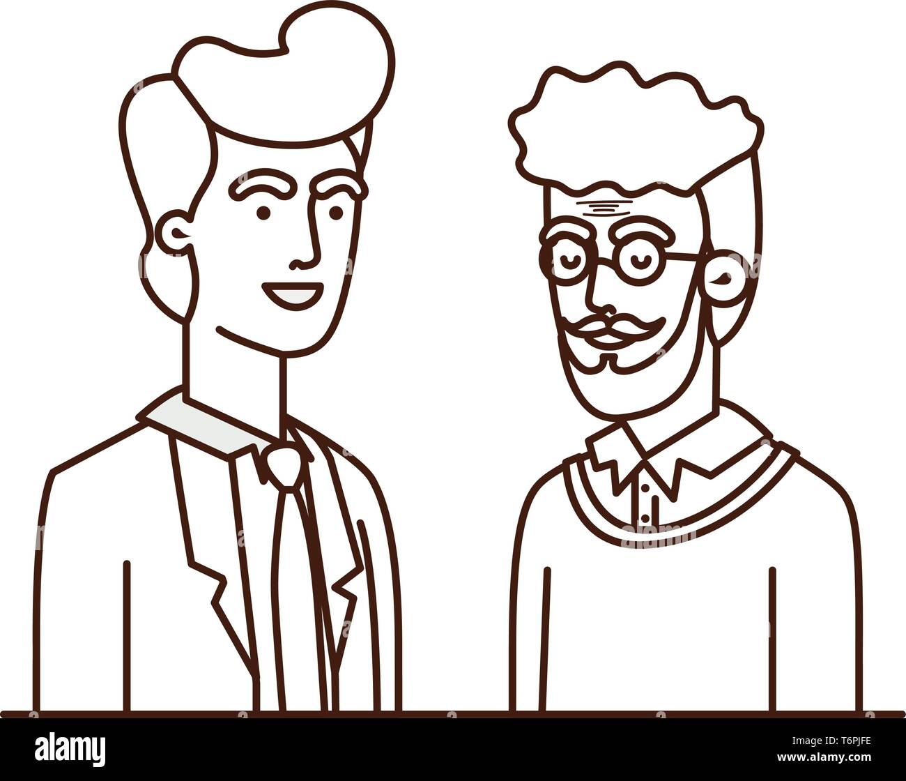 Father And Son Talking Drawing