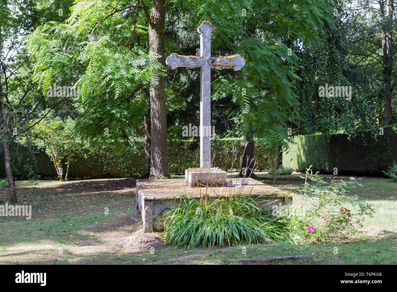 Memorial cross in Fleury, French village destroyed in WW1 Stock Photo ...