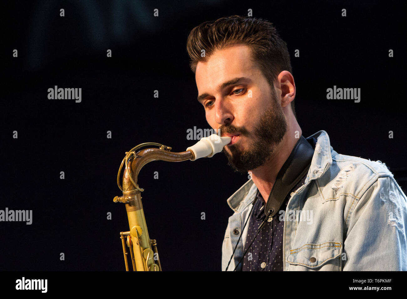 Turin, Italy. 01st May, 2019. American saxophonist Chad Lefkowitz-Brown ...