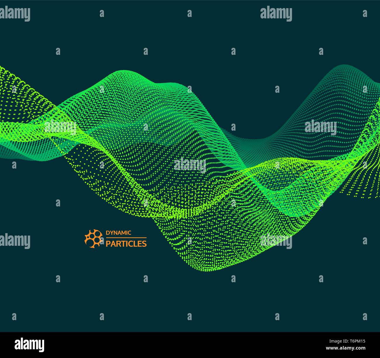 Wave background. Abstract vector illustration. 3d technology style. Illustration with dots ...