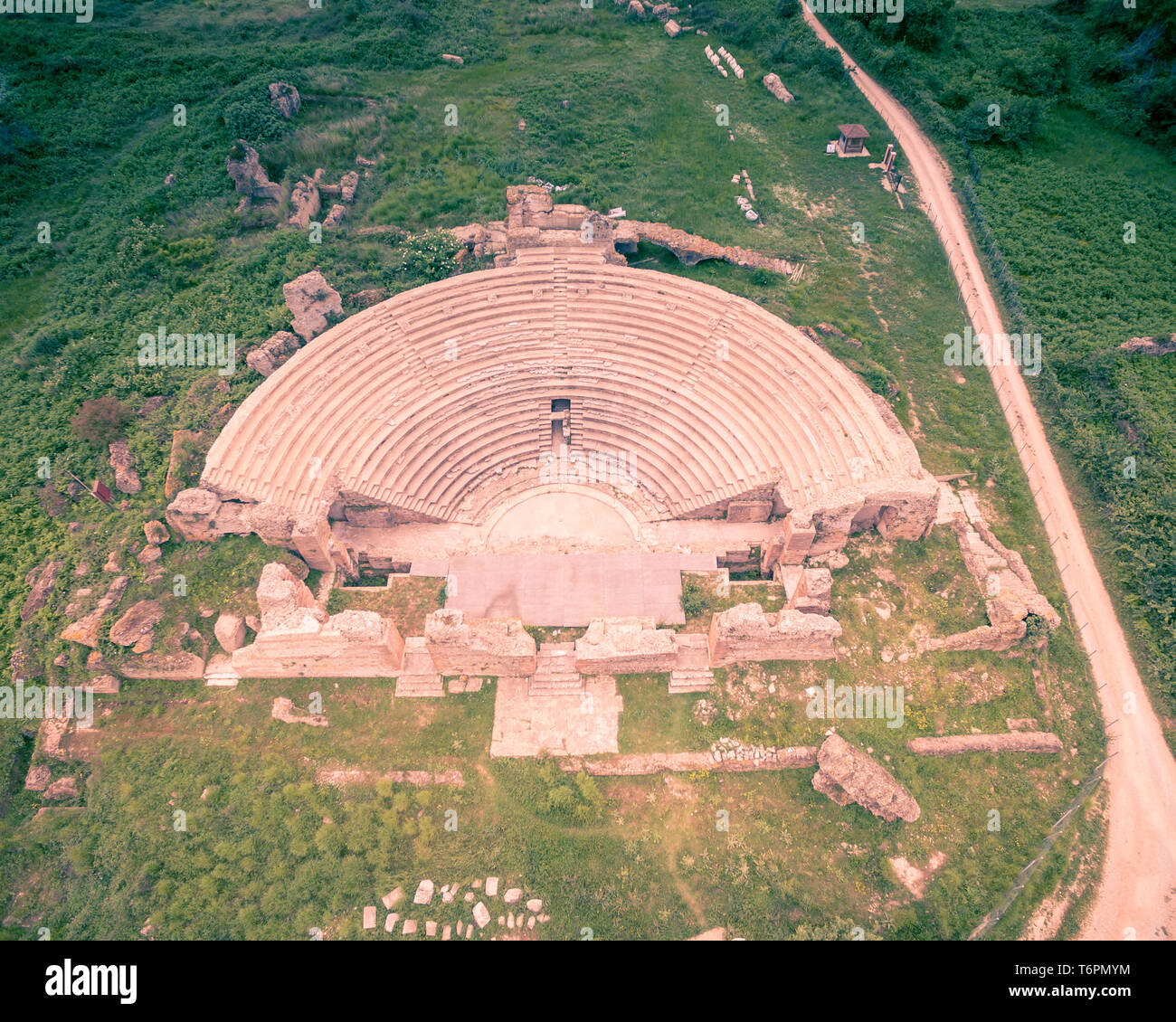 The ancient Odeon of Ancient Nicopolis from drone Stock Photo - Alamy