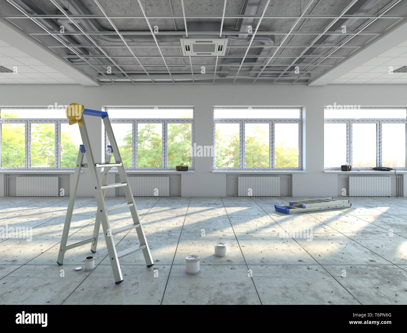 3D rendering premises under repair Stock Photo - Alamy