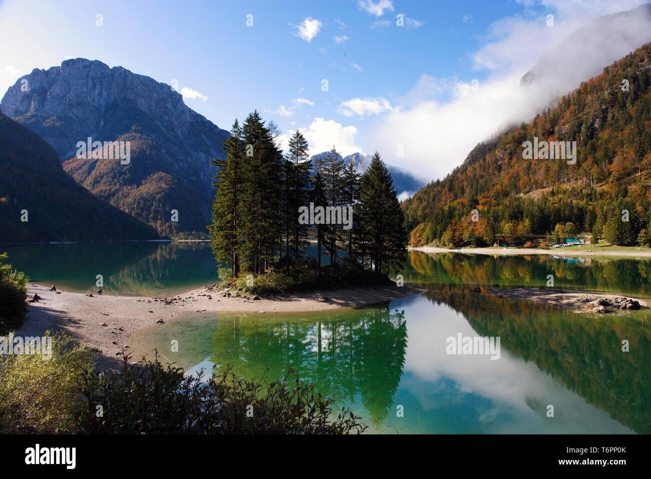 Lago di Predil lake in autumn, Italy, Europe Stock Photo - Alamy