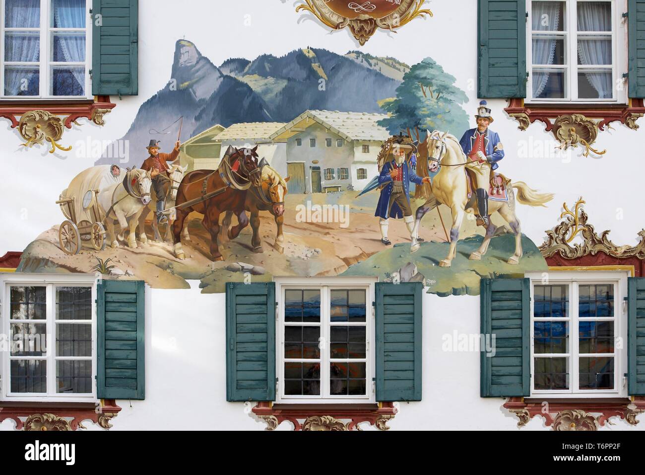Mural painting in Oberammergau, Bavaria, Germany, Europe Stock Photo ...