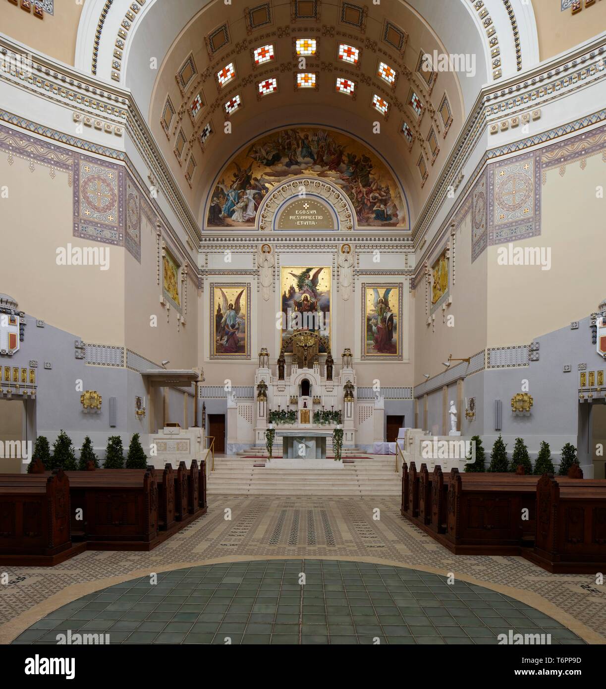 Interior of the Cemetery Church of St. Carlo Borromeo by Max Hegele ...