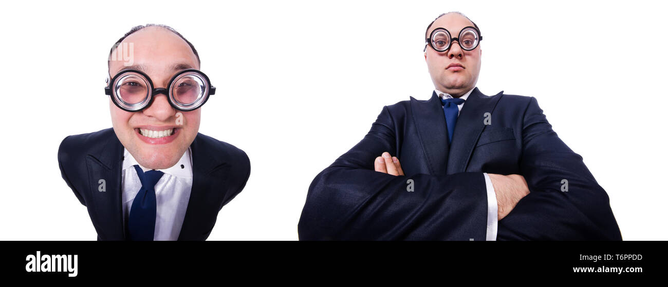 Funny man with glasses isolated on white Stock Photo - Alamy