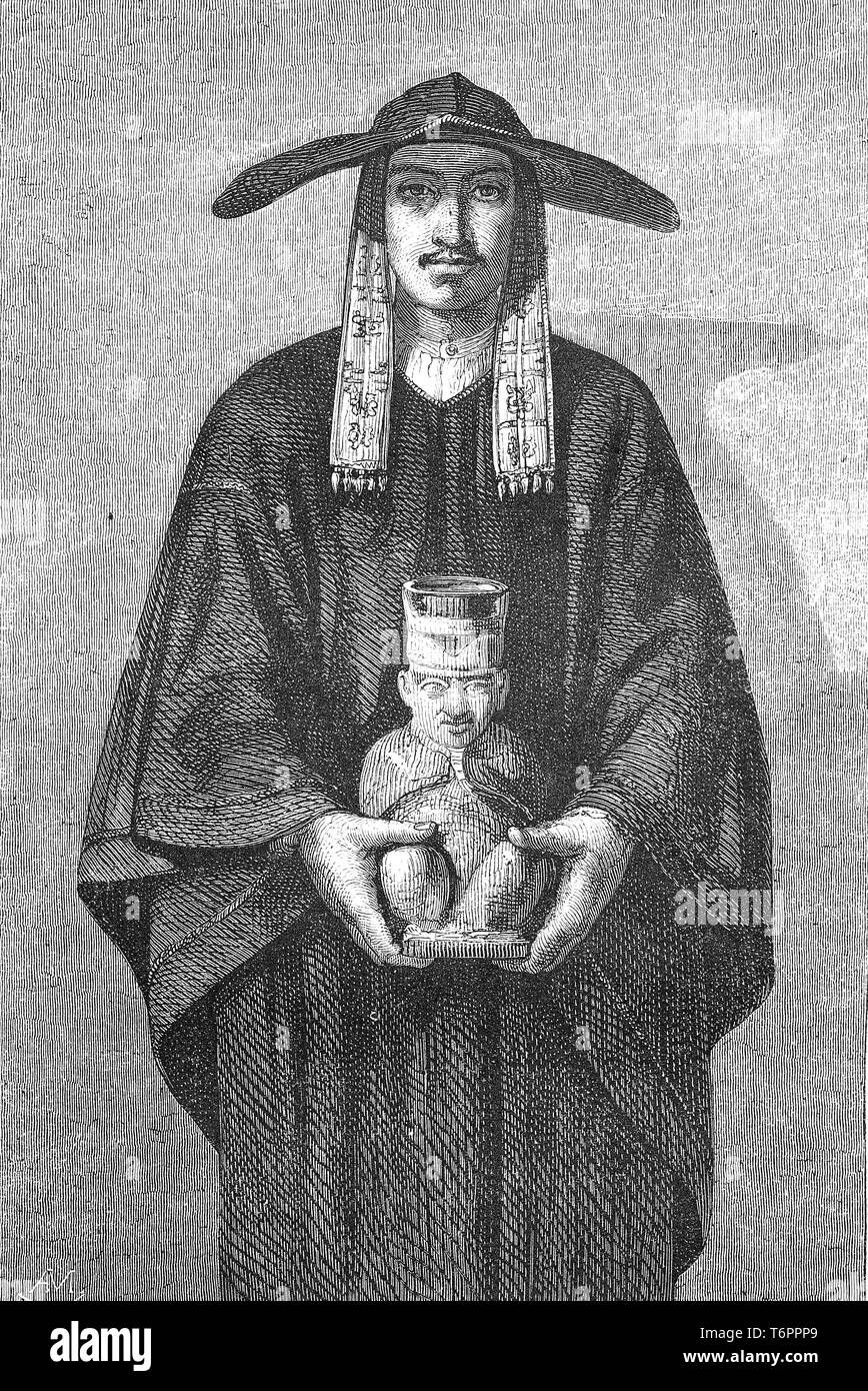 Inhabitant of the Cordillera region, 1865, historical illustration ...