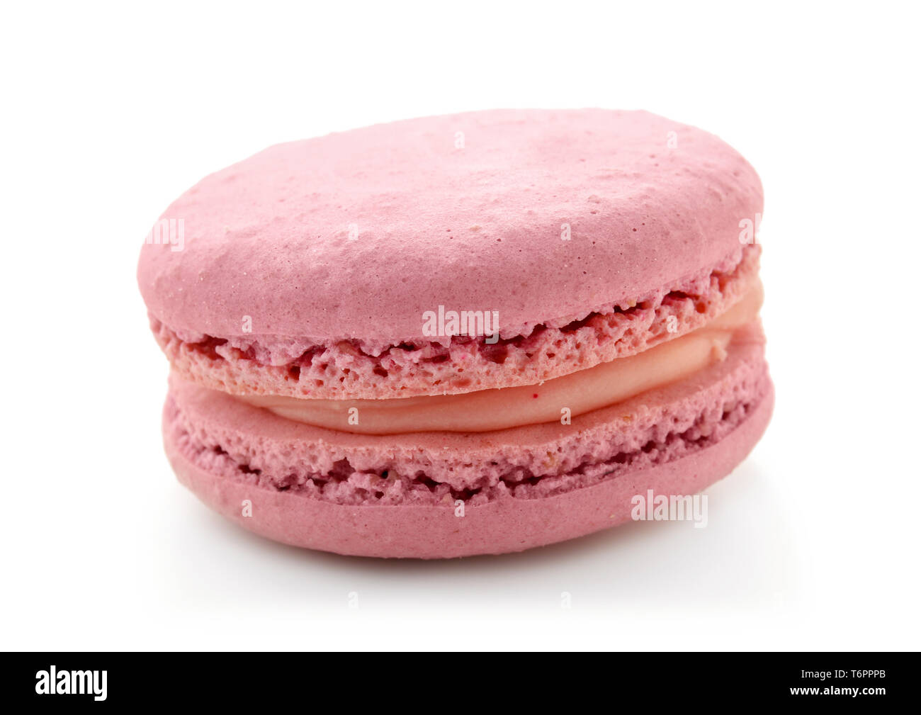 Delicious pink macaron on white background Stock Photo - Alamy