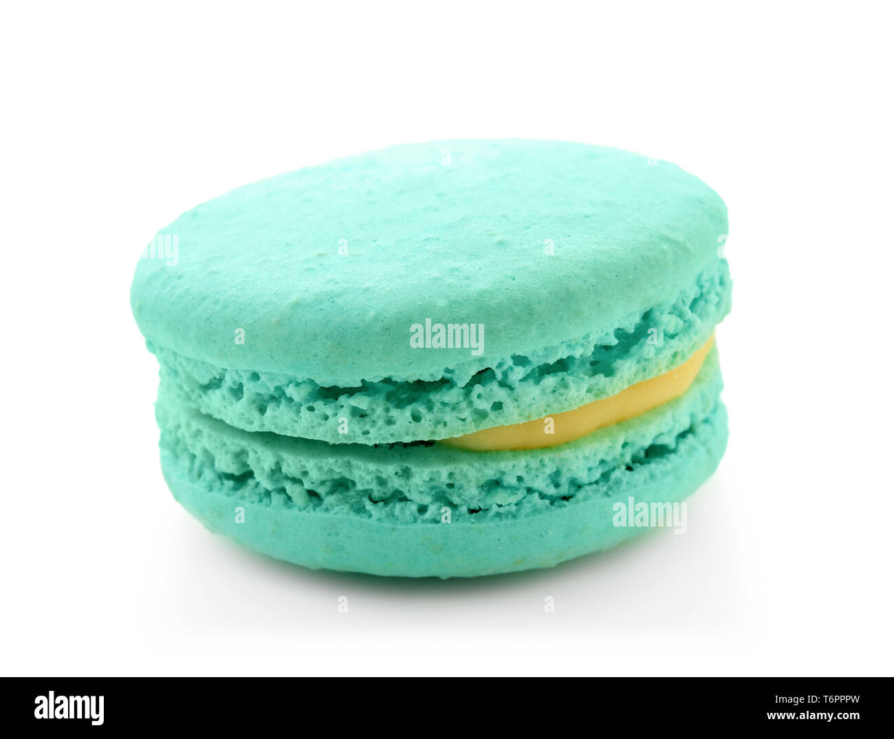 Delicious blue macaron on white background Stock Photo - Alamy