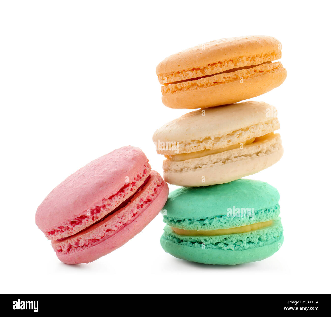 Delicious colorful macarons on white background Stock Photo - Alamy