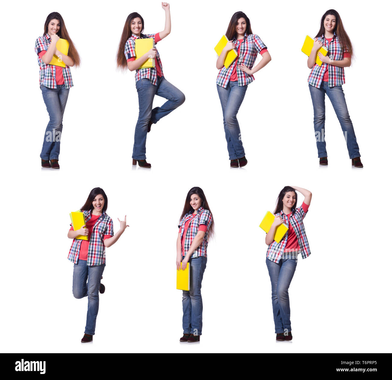 Young female student isolated on white Stock Photo - Alamy