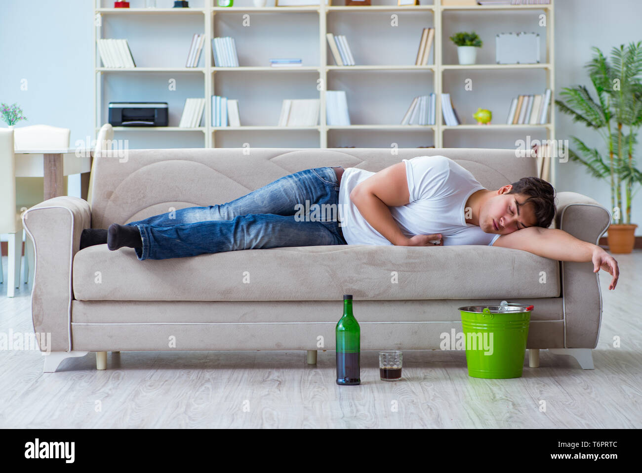 Sick man suffering at home from infection and bad stomach Stock Photo ...