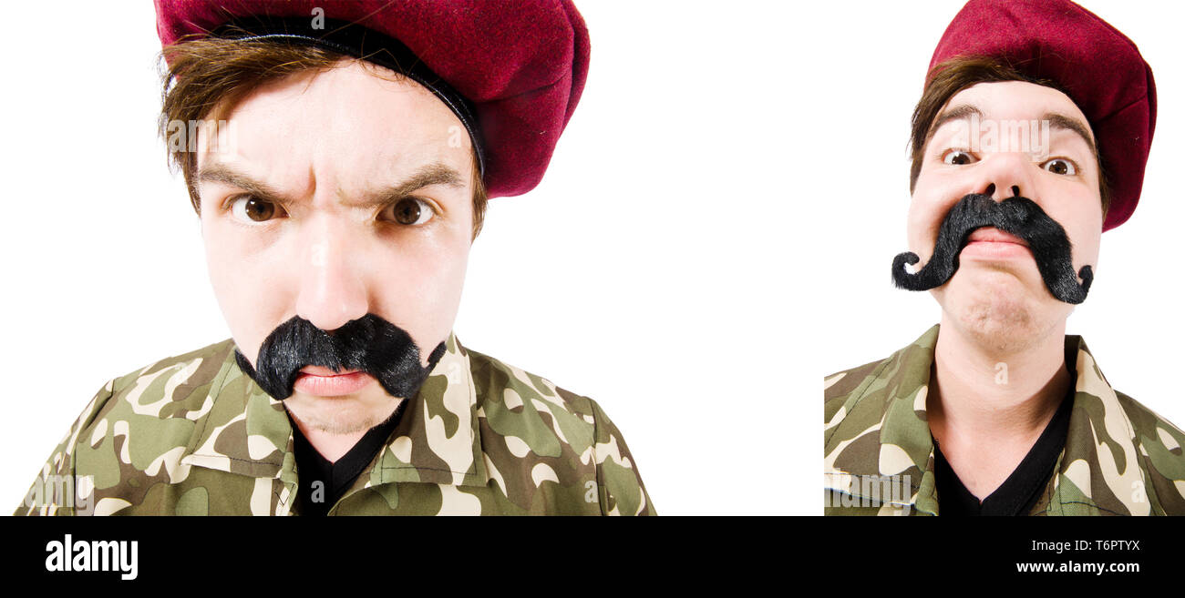 Funny soldier isolated on white Stock Photo - Alamy