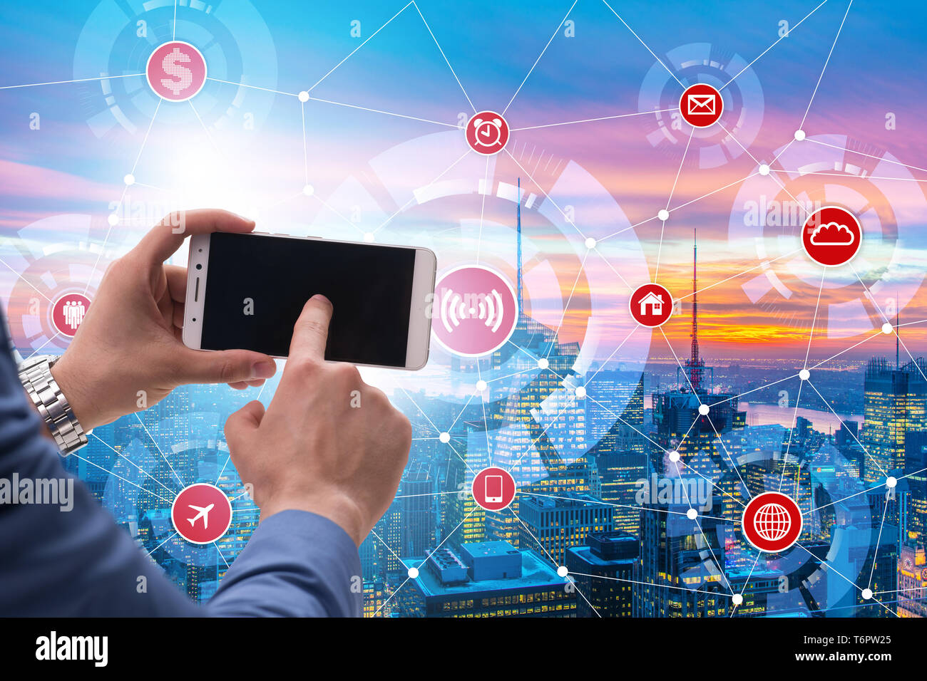 Smart city in innovation concept Stock Photo - Alamy